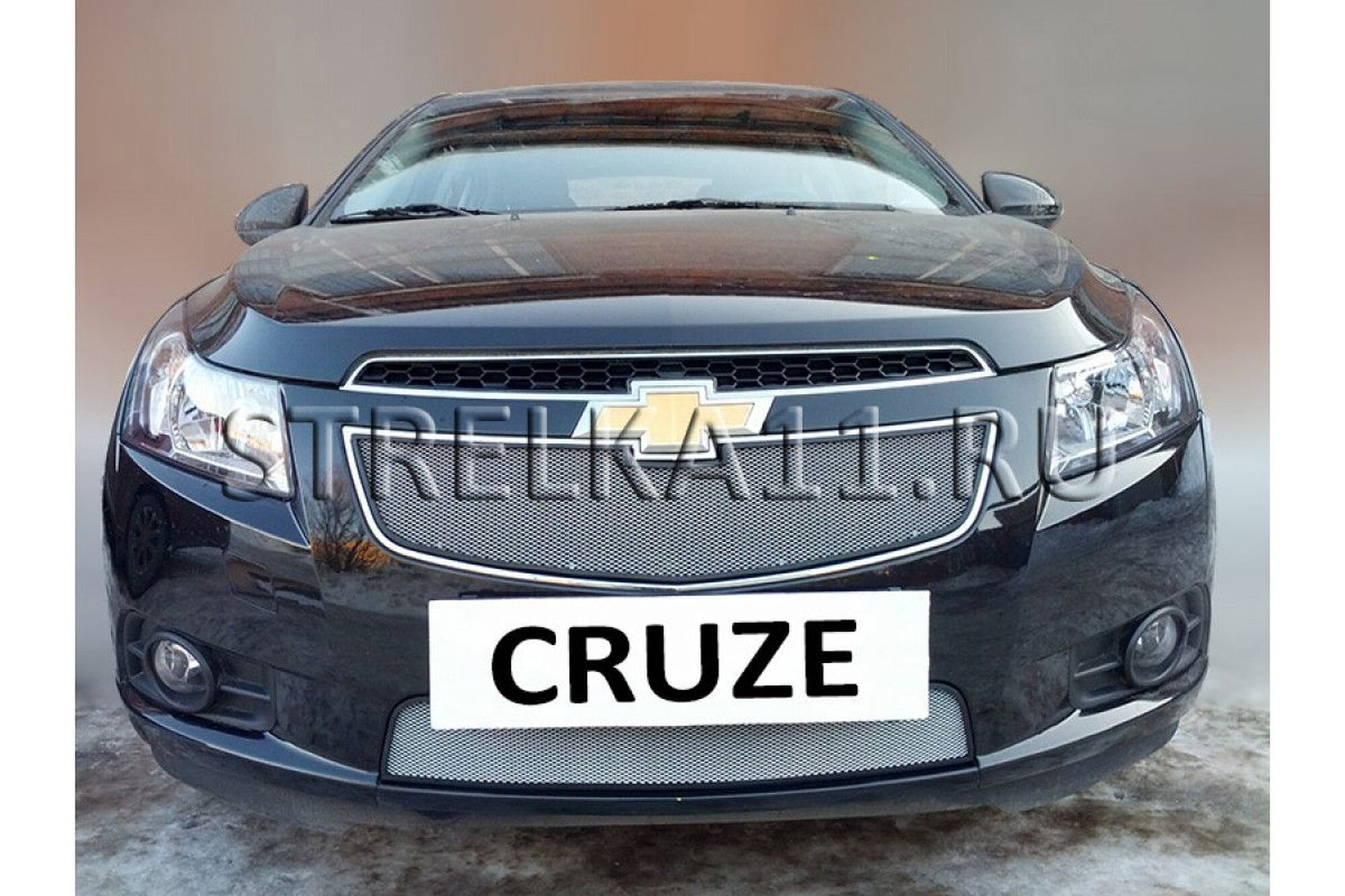 Защитная сетка радиатора с окантовкой и защелками для Chevrolet Cruze 2009-2012 (I), 2шт, хром