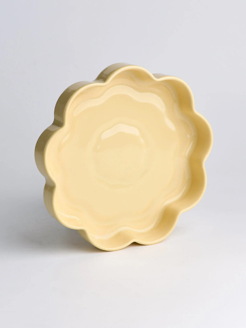 Тарелка ручной работы с бортиком ОХ! керамика «Со-цветие», жёлтая, керамика, 15 см