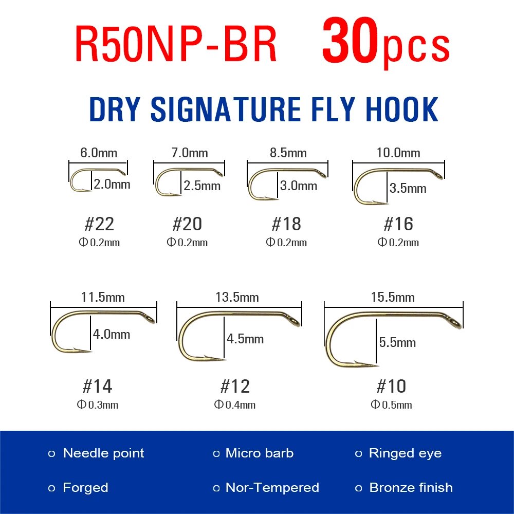 Mustad 30 шт бронзовые крючки для нахлыста 12, R50NP-BR 30pcs