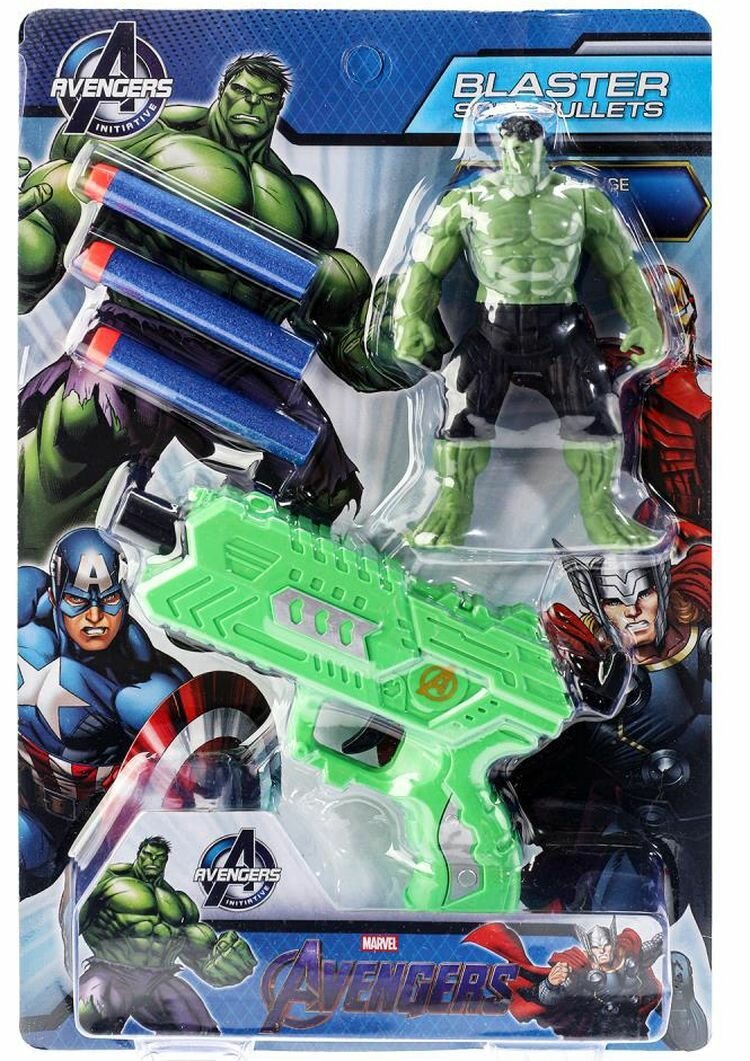 Бластер Huada Toys команда мстителей + фигурка, мягкие пули, в блистере, от 3 лет, 2403L0071-R