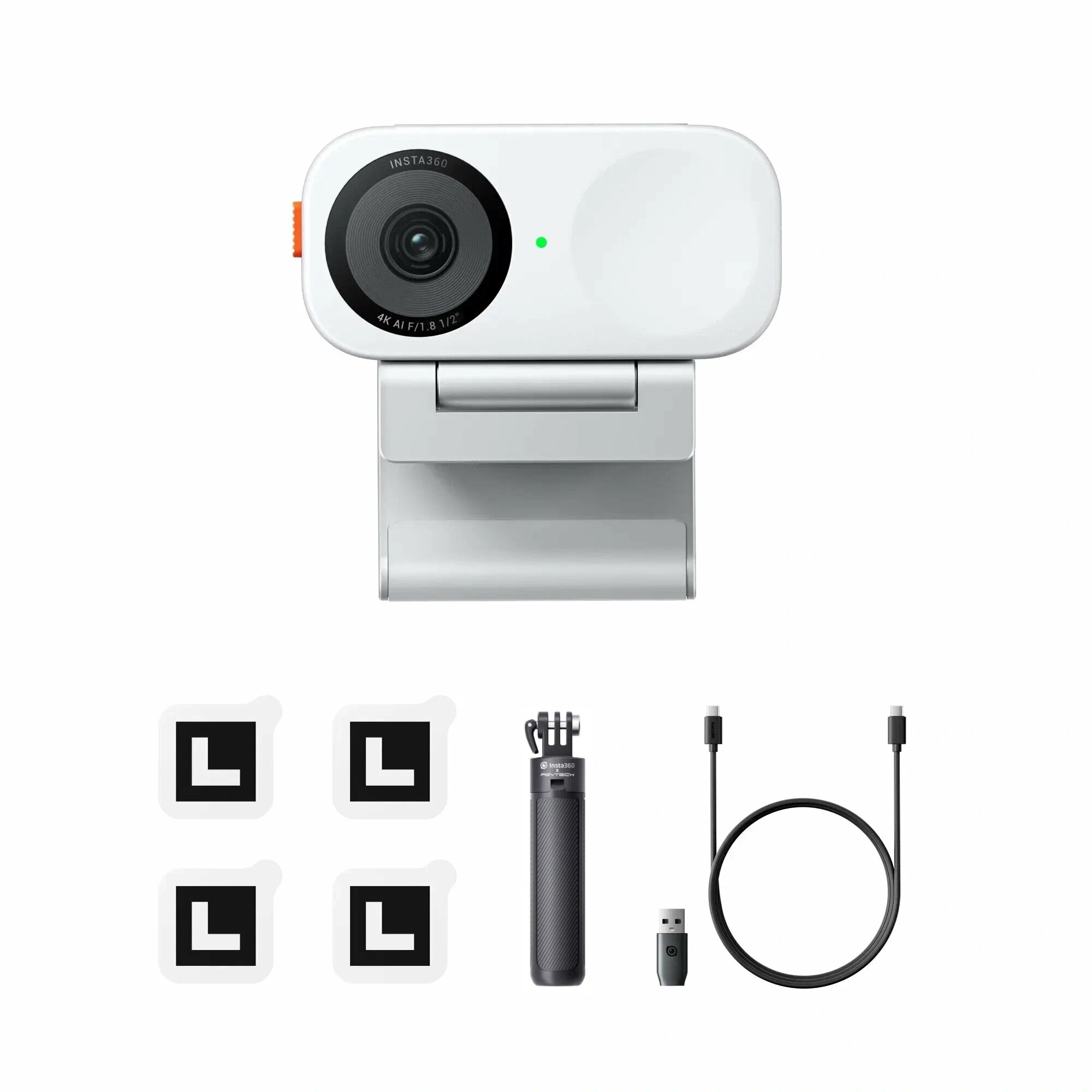 Insta360 Link 2C Tripod Bundle Белый- 4K AI веб-камера для ПК/Mac, сенсор 1/2", для потоковой передачи, видеозвонков