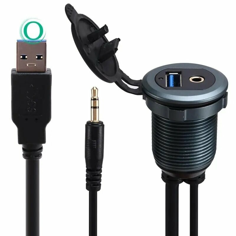 (OORRWWK))Удлинительный Кабель USB 3.0+3.5 Мм Для Приборной Панели С Разъемом Папа-Мама