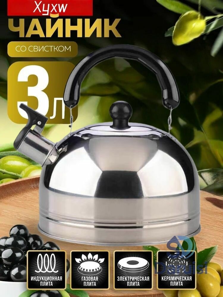 Чайник со свистком для плиты, 3 л