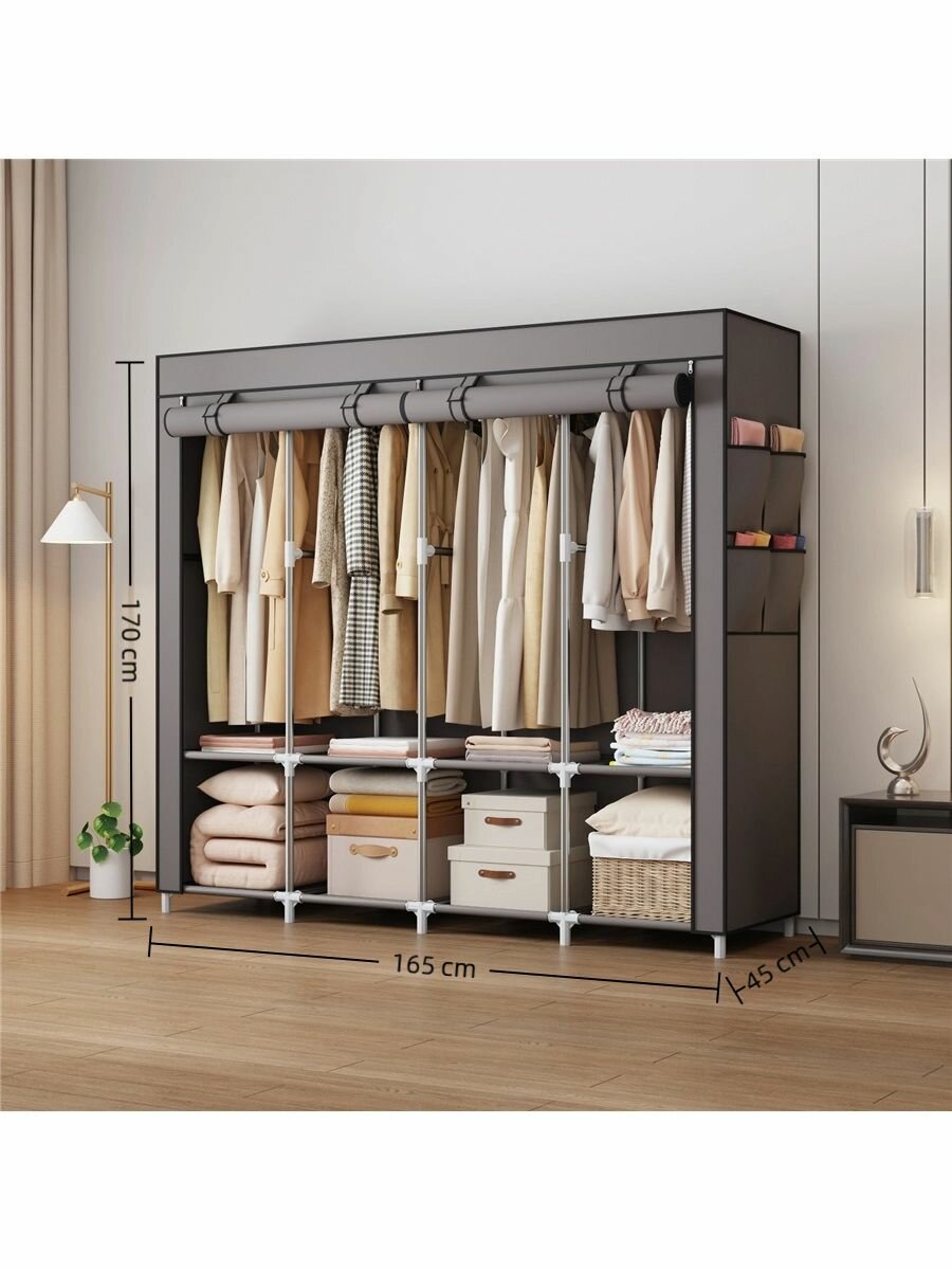 Складной шкаф для одежды с стальным каркасом — разборный шкаф для хранения и сушки в спальне, для аренды в квартире