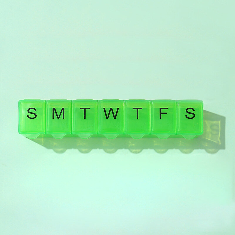 Пластиковая коробка для таблеток из пшеничной соломы с однорядным расположением отделений, герметичная, с крышкой,