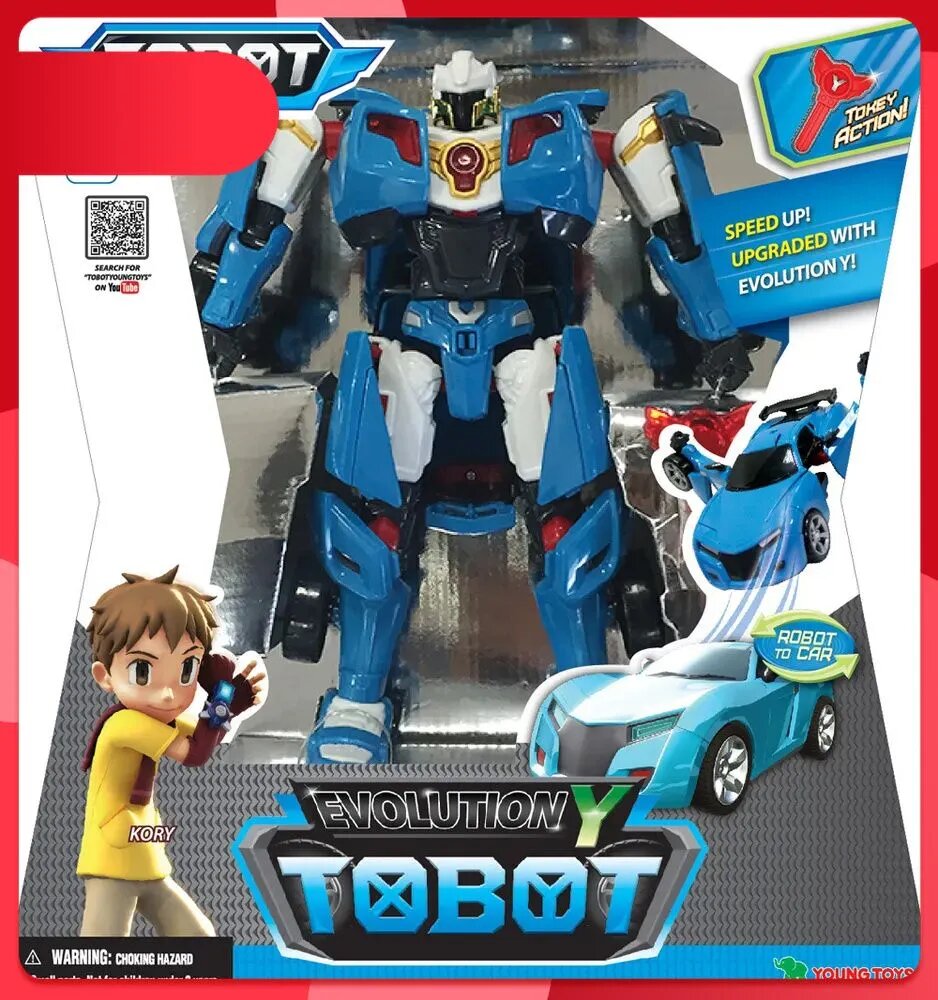 Игрушечный робот трансформер Tobot Evolution Y синего цвета из ABS пластика