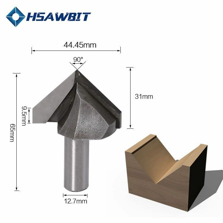 Фреза по дереву V под углом 90 градусов,12.7x44.45mm HSAWBIT
