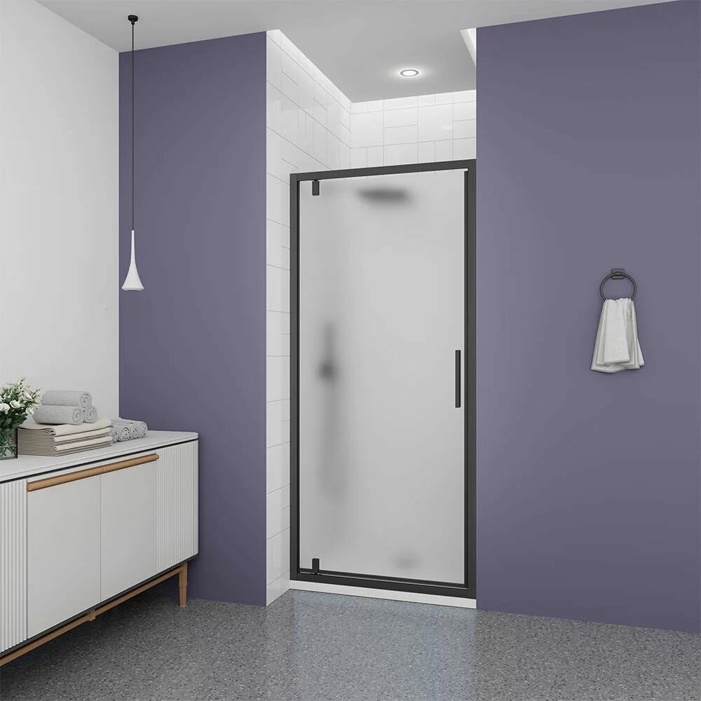 Душевая дверь в нишу Veconi Ottimo P30 B распашная, 70х190 см, стекло матовое, профиль черный матовый OP30B-70-07-C9