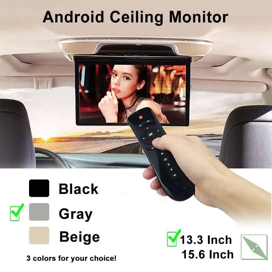 Потолочный Android монитор 13.3" Gray с пультом