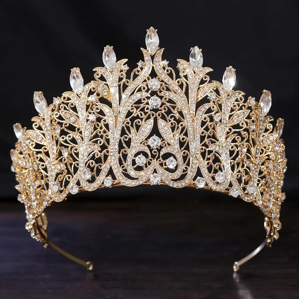 Хрустальная корона барокко, H1290-Gold-White