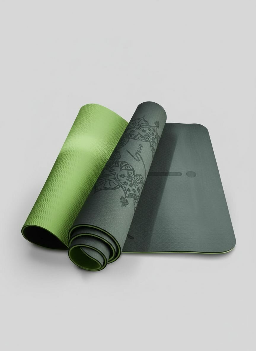 Коврик для йоги и фитнеса 183x80x0,6 см с чехлом и ремешком LVP