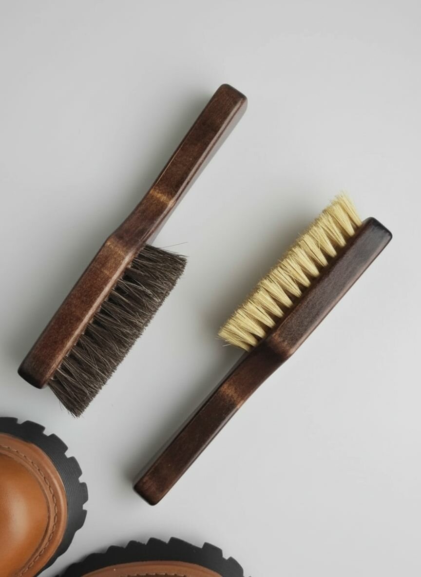 Щетка для обуви и одежды из кожи и замши набор 2 штуки Gledenika