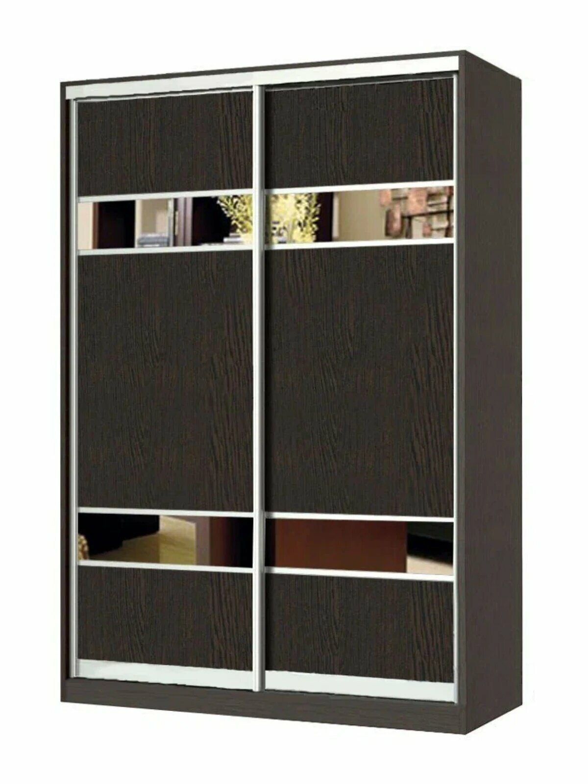 Шкаф-купе Шарм-Дизайн Классика 140х45х220 см, 2-х дверный, в прихожую, для одежды, Венге с зеркалом