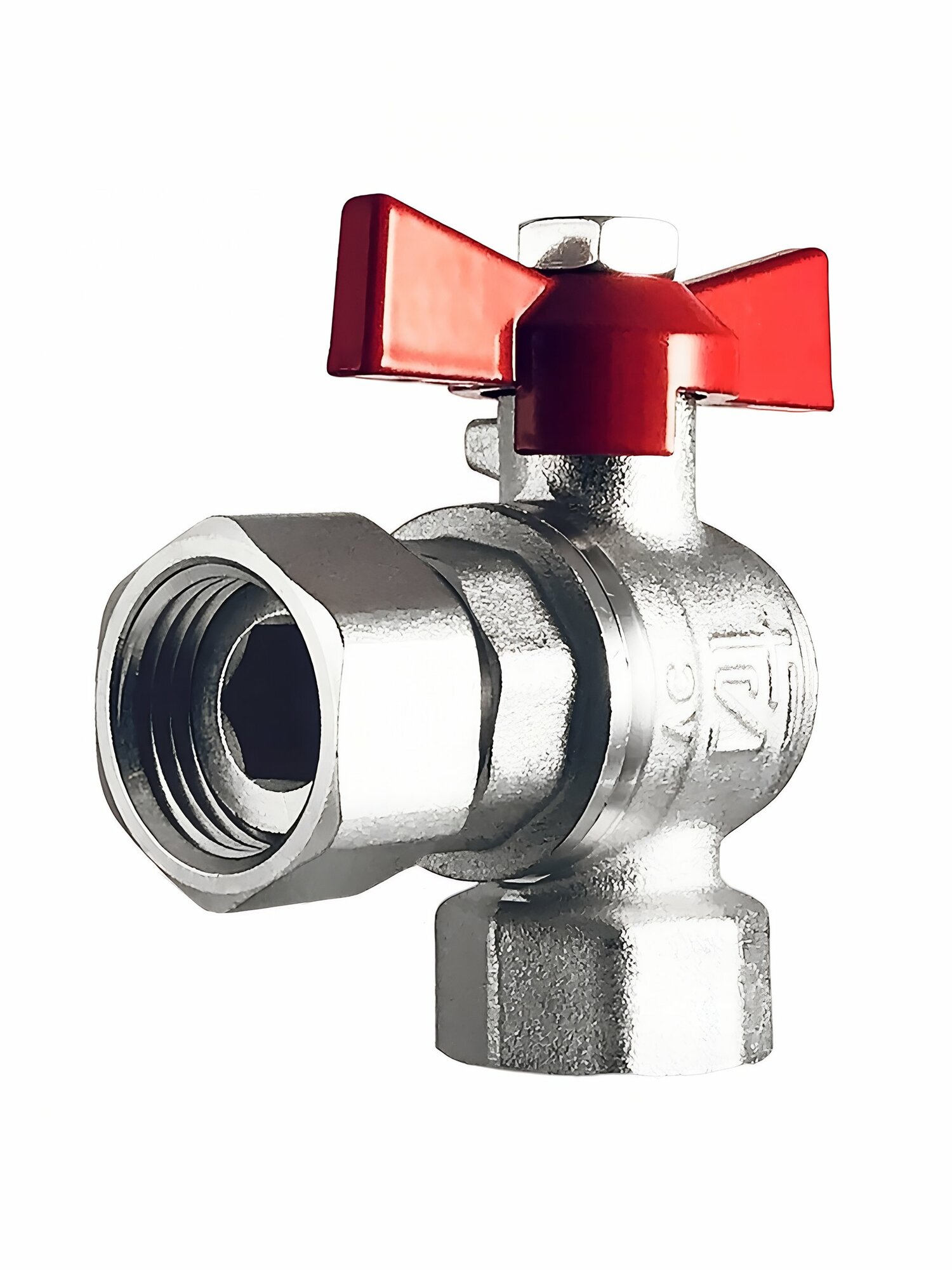 Кран для бытовых приборов STI 1/2' угловой с накидной гайкой, латунь, хром. Надежная запорная арматура для сантехники.