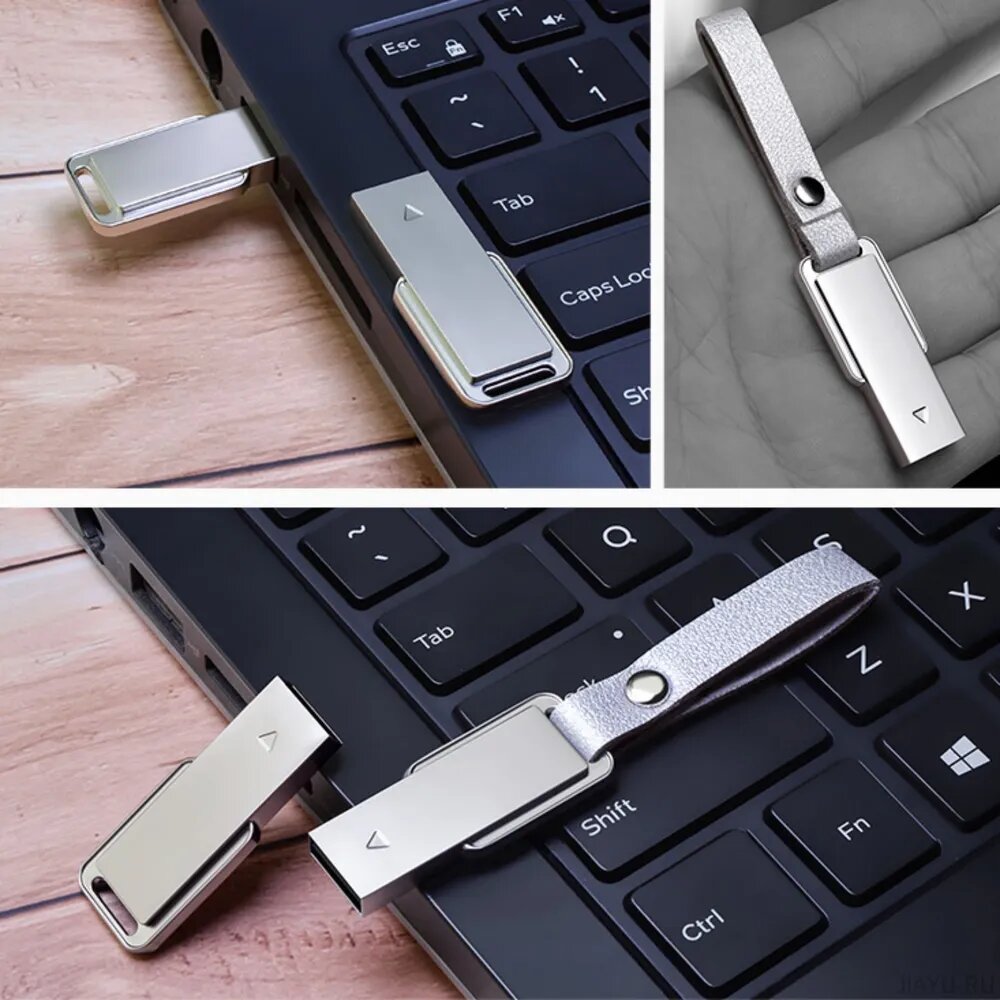 Kiboule USB Flash Drive Silver Color USB 3.0 Metal USB Drive Key Chain Memory Stick — фото 1