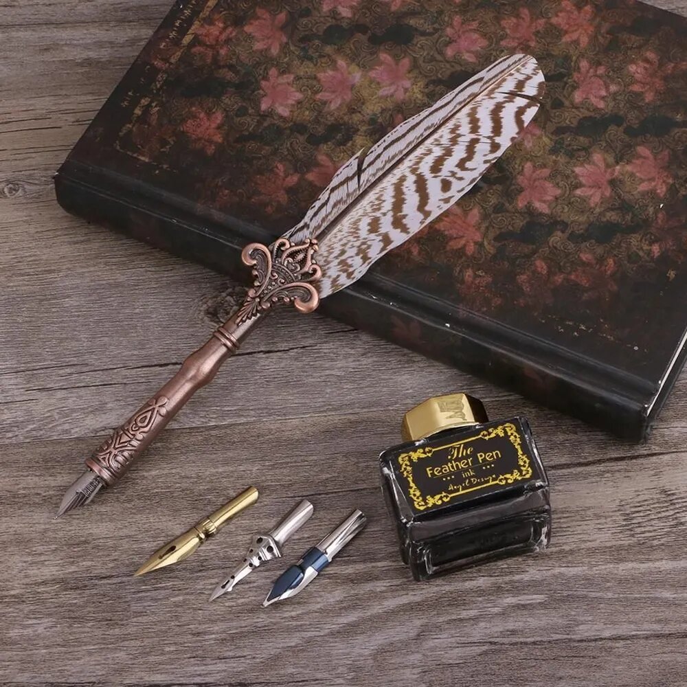 Перьевая ручка Feather pen set 1502 World Map Series, коричневого цвета для подписи документов — фото 1