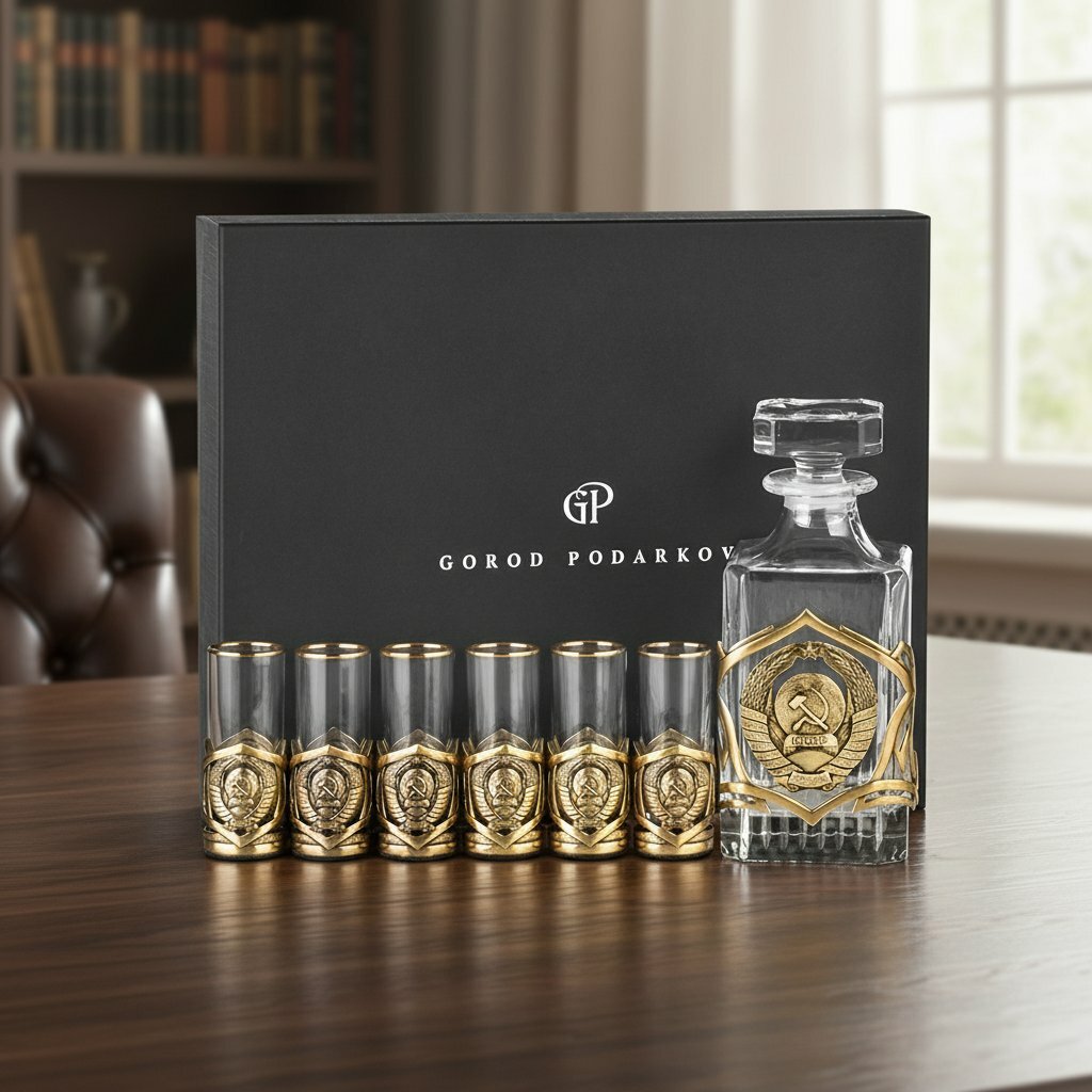 Набор для водки со штофом СССР (в коробке)