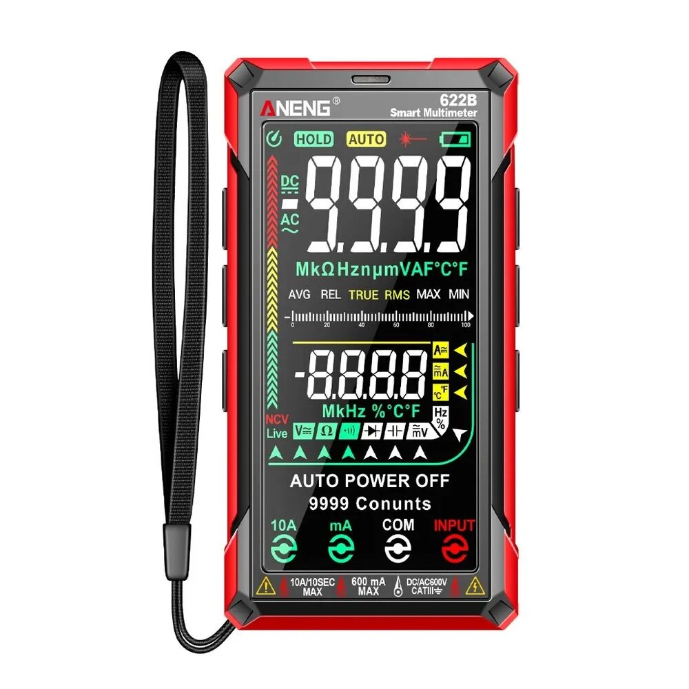 ANENG 622B Smart Multimeter Тестер диодов цифровой мультиметр ЖК-дисплей 9999 отсчетов автоматический диапазон — фото 1
