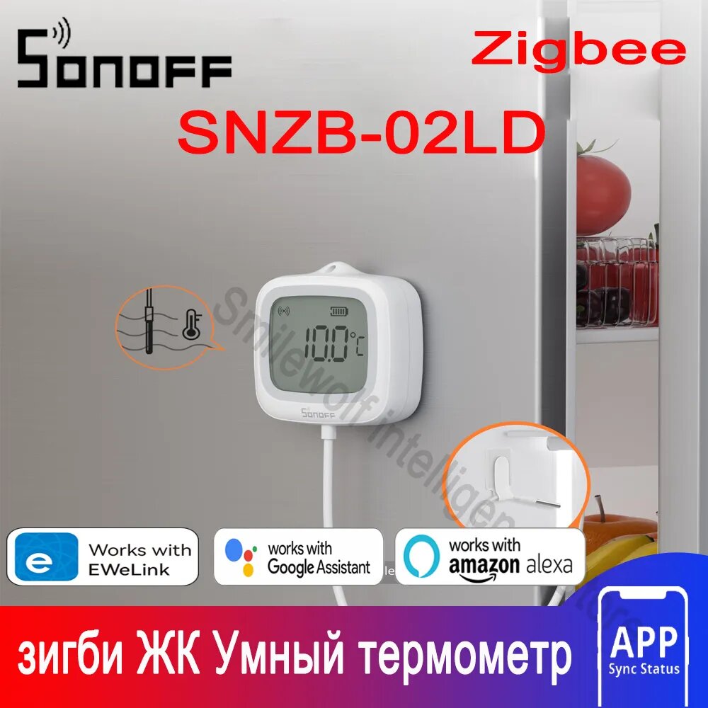 ZigBee Интеллектуальный датчик температуры с дисплеем SONOFF SNZB-02LD IP65 Probe Version (Работает с Яндекс Алисой)(1 PCS)
