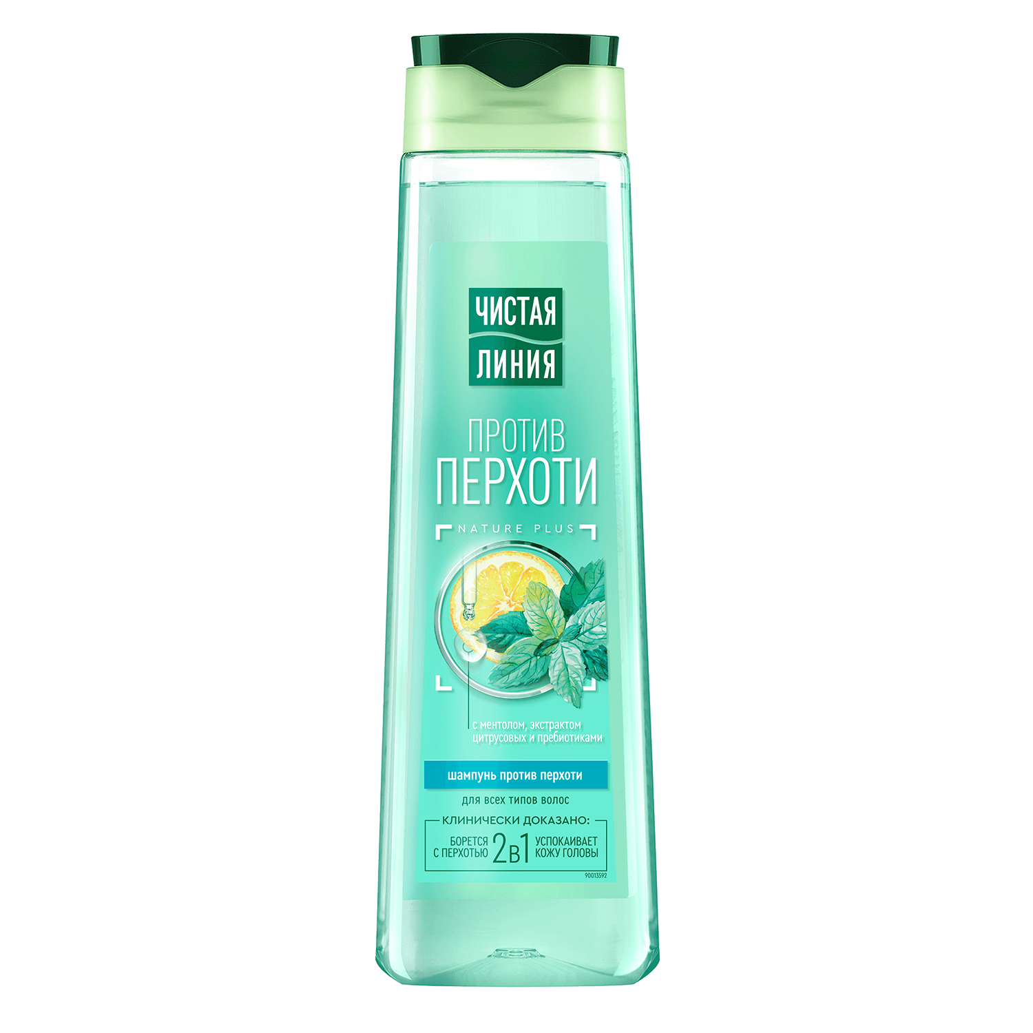 Шампунь Чистая линия Против перхоти с ментолом, мятой и пребиотиками, 400 мл