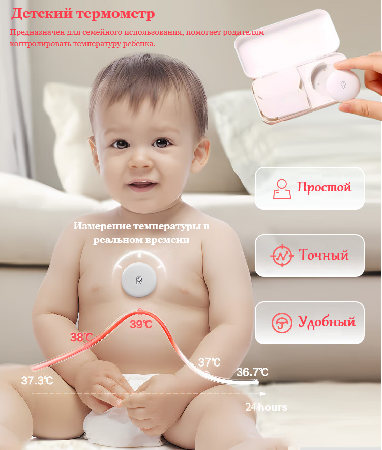 Детский термометр Miaomiaoce, MMC-T201-2, термометр детский электронный, Круглосуточный мониторинг температуры