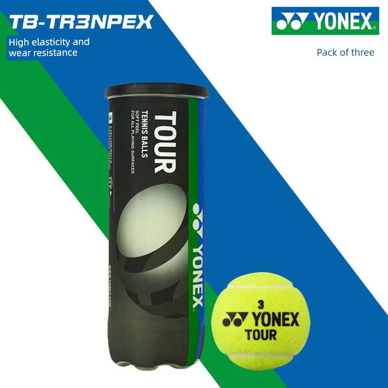 Теннисные мячи YONEX TB-TR3, Желтый, 3 мяча в банке - Высокая эластичность для матчей