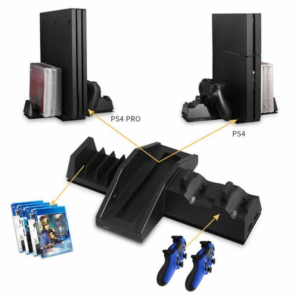 Подставка вертикальная для консоли Sony PS4 Fat и PRO и зарядка для геймпадов Dualshock 4