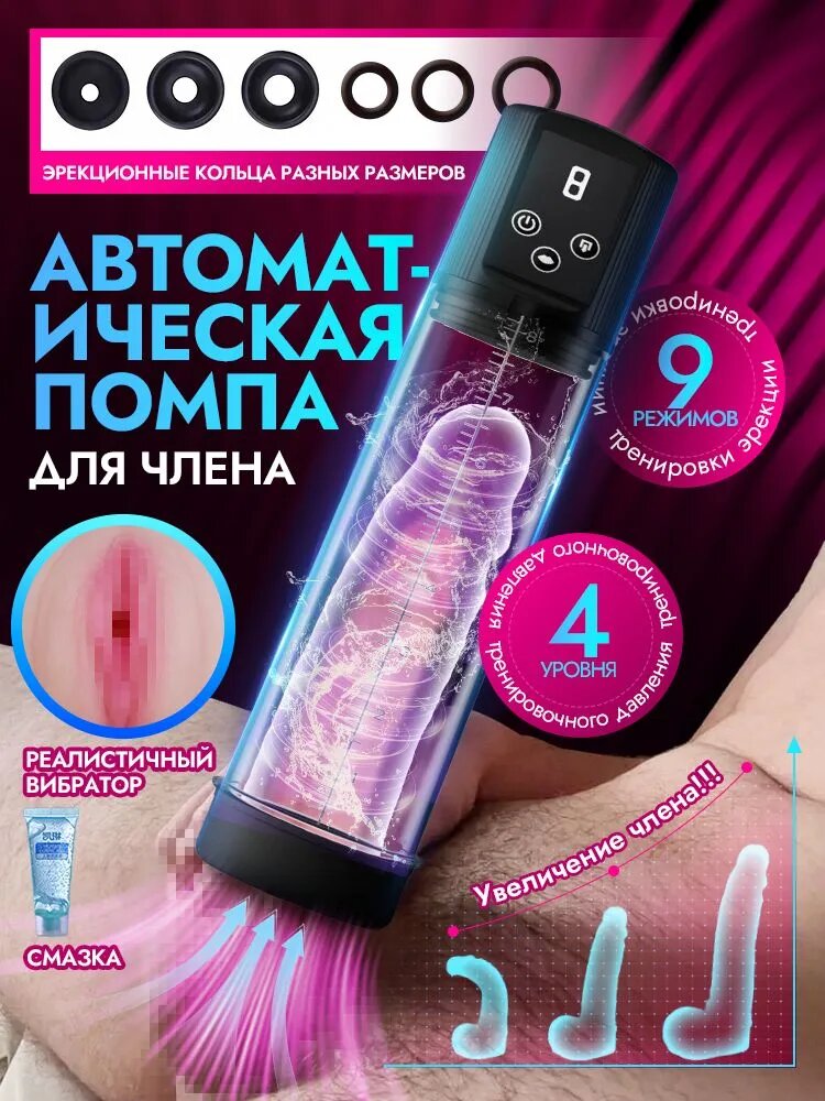 Помпа для члена вакуумная, увеличитель члена, автоматическая вакуумная помпа, Товары для взрослых 18+