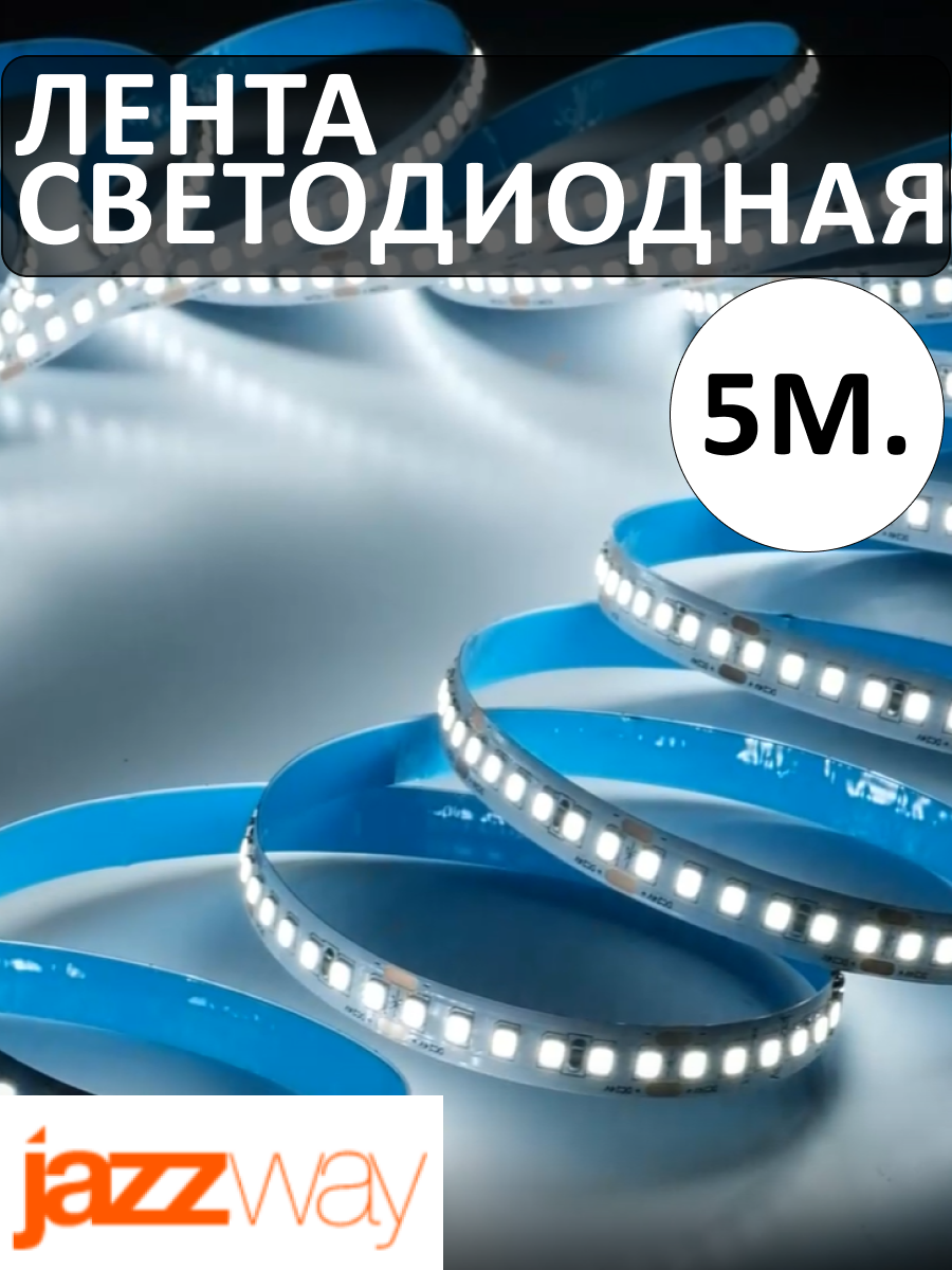 Светодиодная лента Jazzway PLS PRO 2835 24Вт 6000K холодный белый свет IP20 5 м.