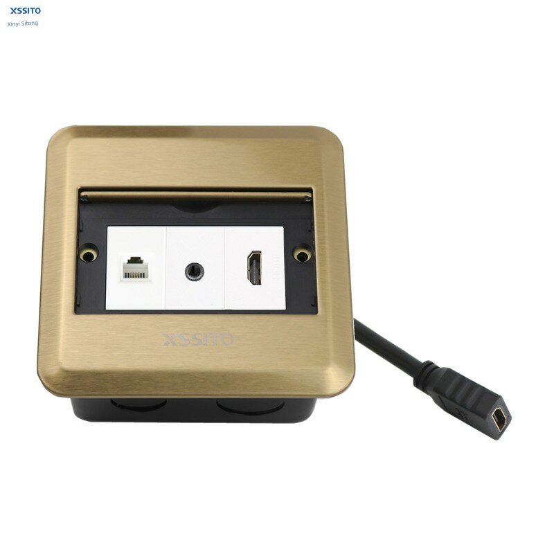 Хампигн напольный мультимедийный блок 3.5 мм аудио HDMI Cat5e Cat6 сетевой модуль напольная розетка с кабелем