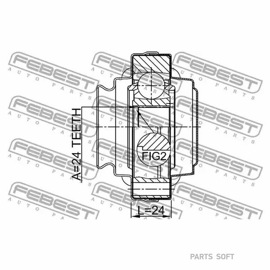 Febest 1911-E87R Шрус Внутренний Задний 24X80 Bmw 3 E90/E91 2004-2012