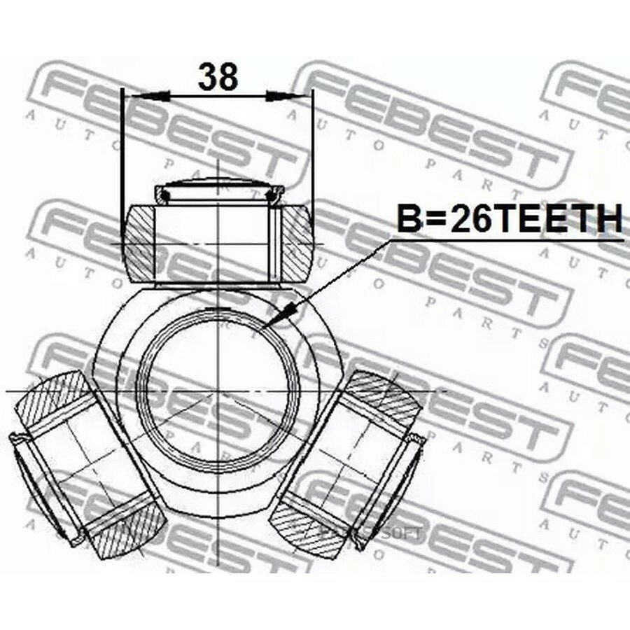FEBEST 2116-FY26 трипоид 26X38 NISSAN NAVARA NP300 D23M 2016.01- [GL]