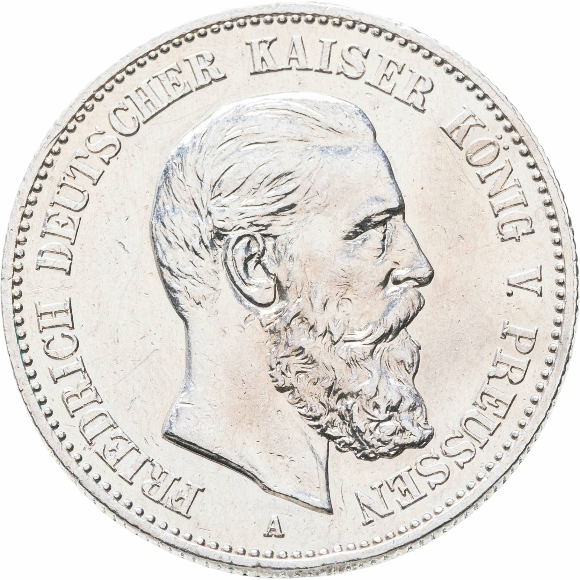 Германская Империя, Пруссия 2 марки mark 1888 А Фридрих III, Серебро 900, в сохранности AU-UNC