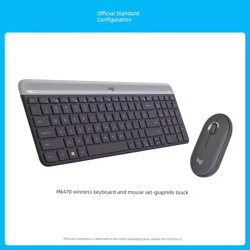 Беспроводной комплект Logitech MK470: бесшумная мышь и клавиатура, легкий и портативный для ноутбука и офиса,