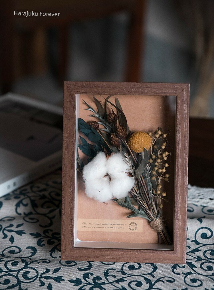 Готовая рамка с сухоцветами роза, готова к использованию для интерьера, стиль 8