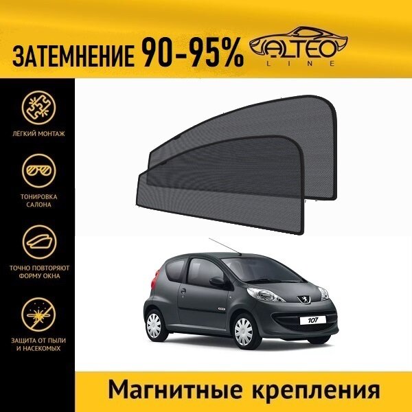 Каркасные автошторки ALTEO PREMIUM на Peugeot 107, 1 (2005-2009) хэтчбек 3d на передние двери на магнитах