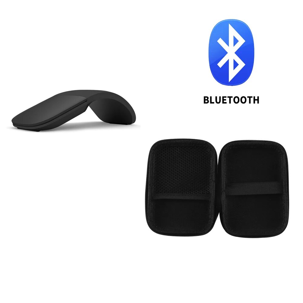 Складная беспроводная мышь CHYI Bluetooth серая Black with bag