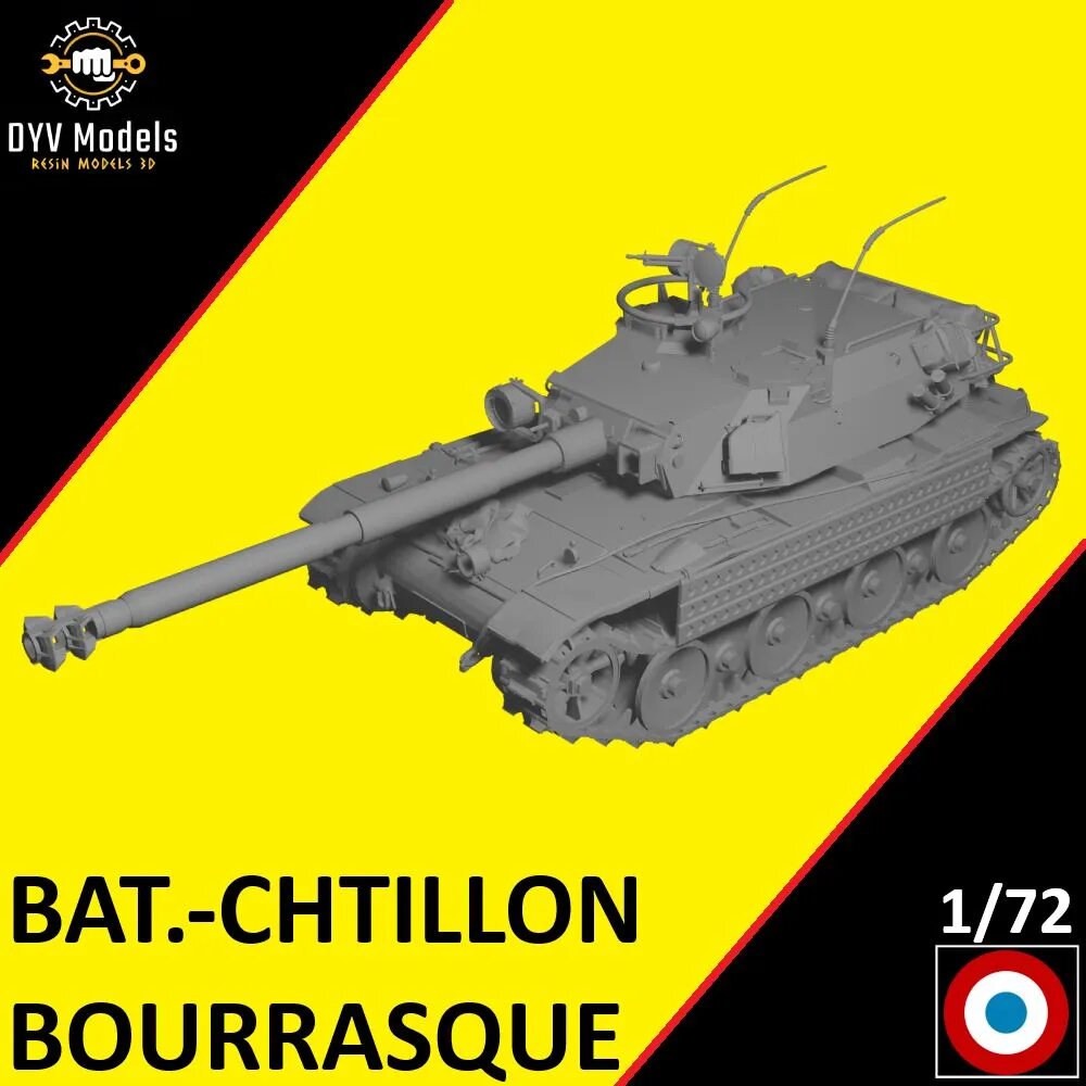 Сборная модель танка BAT.-CHÂTILLON BOURRASQUE, масштаб 1/72, смола, Франция — фото 1