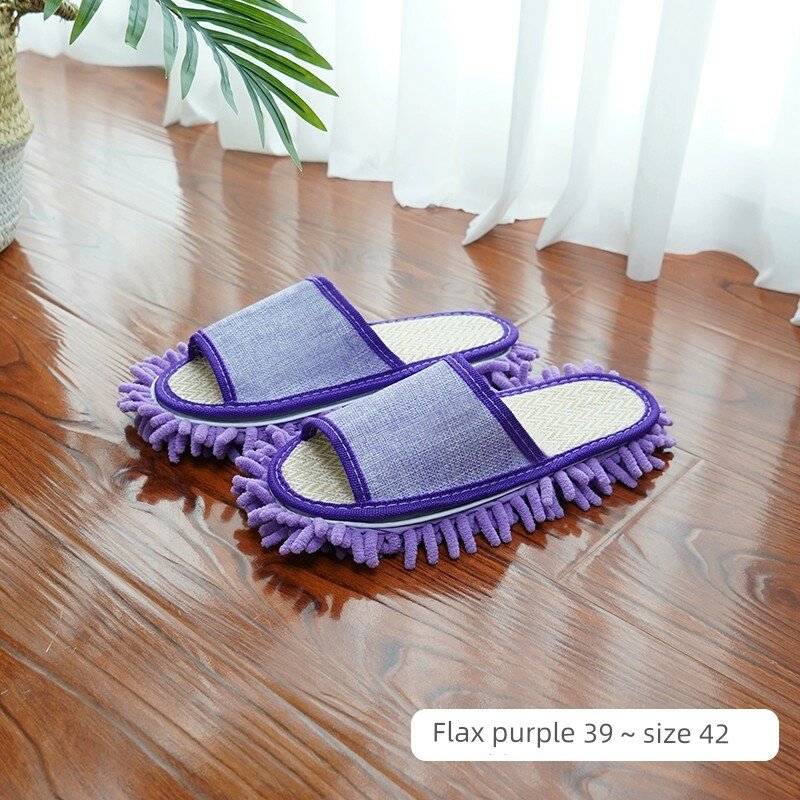 Льняные чехлы для обуви для уборки полов, нескользящие, цвет пурпурный, размер 39-42, впитывающие для дома
