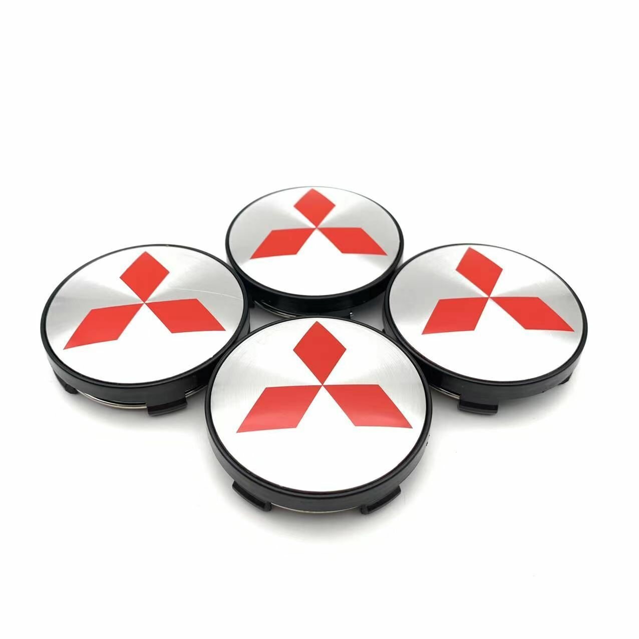 Колпачки на литые диски Mitsubishi — центральные заглушки 60/56 мм, комплект 4 шт, ABS+алюминиевый сплав, 100% новые!