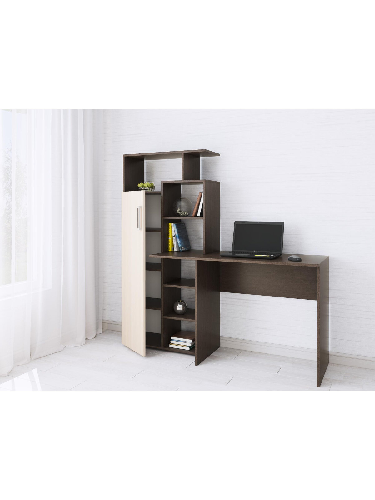 Стол компьютерный "Квартет-7 венге/дуб" Huge Mebel. Ширина 1508 Высота 1500. Столы компьютерные