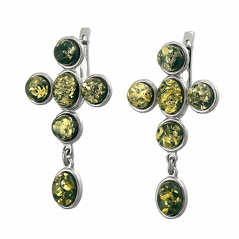 Серьги Amberprofi, серебро, 925 проба, янтарь