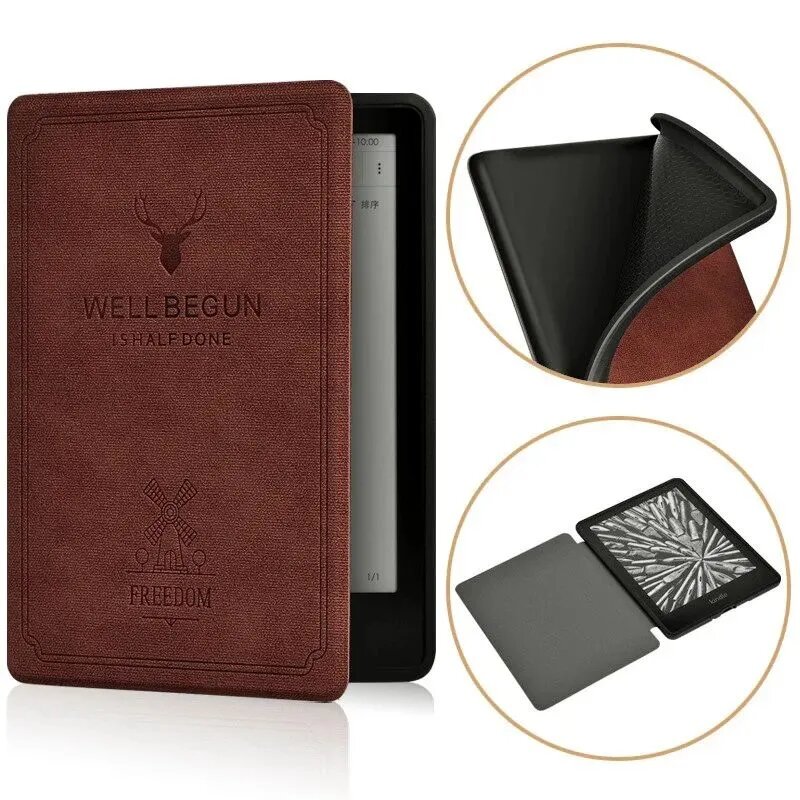 Чехол для Amazon Kindle Paperwhite 12 - го поколения 7 - дюймовый eReader обложка SA568B SA569P Smart Tablet Shell для KPW6 7" 2024 кожаные чехол