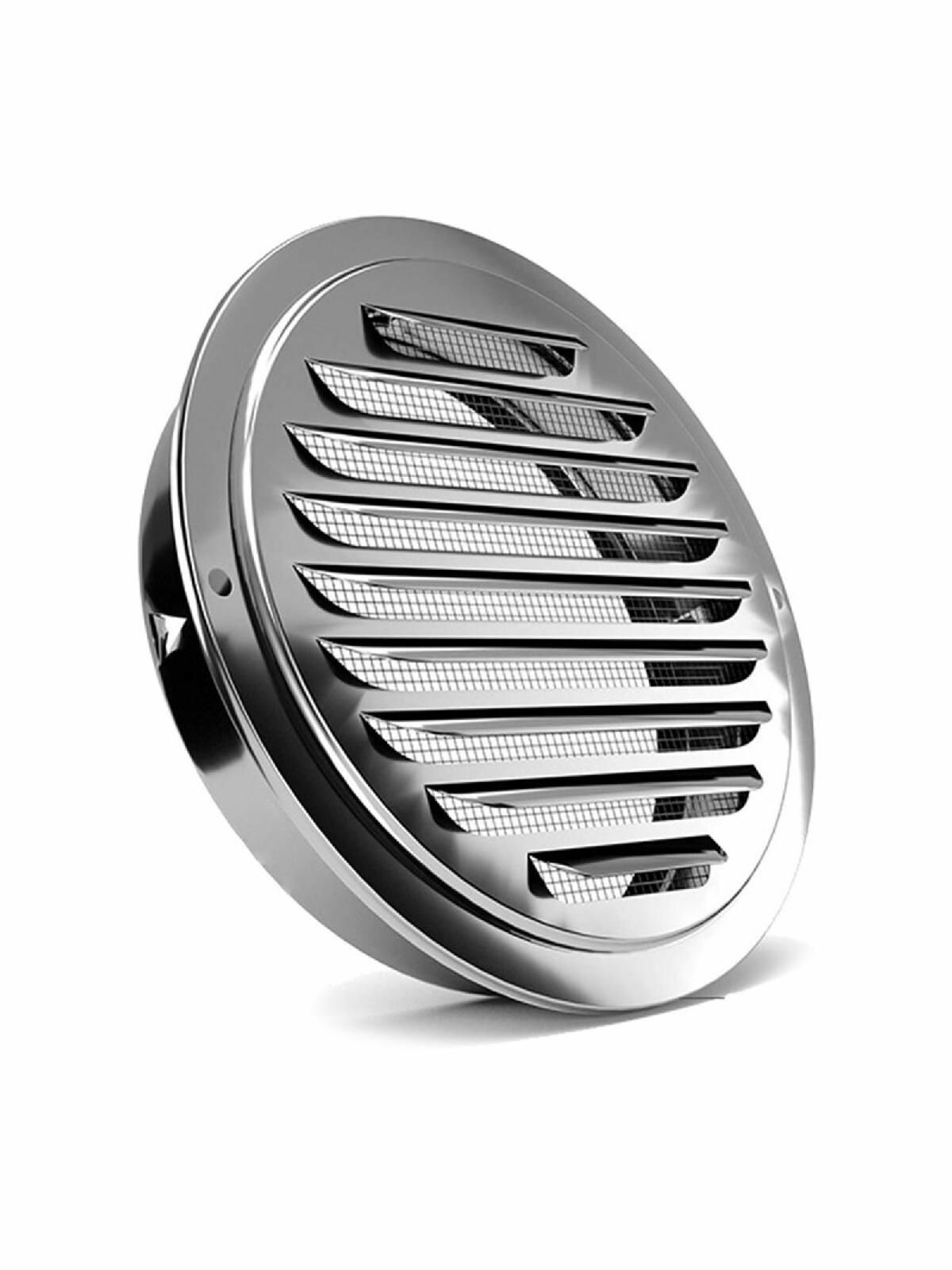 (1 шт.) Плоский вентиляционный дефлектор для наружной стены, нерж. сталь, серебристый глянец 150 мм