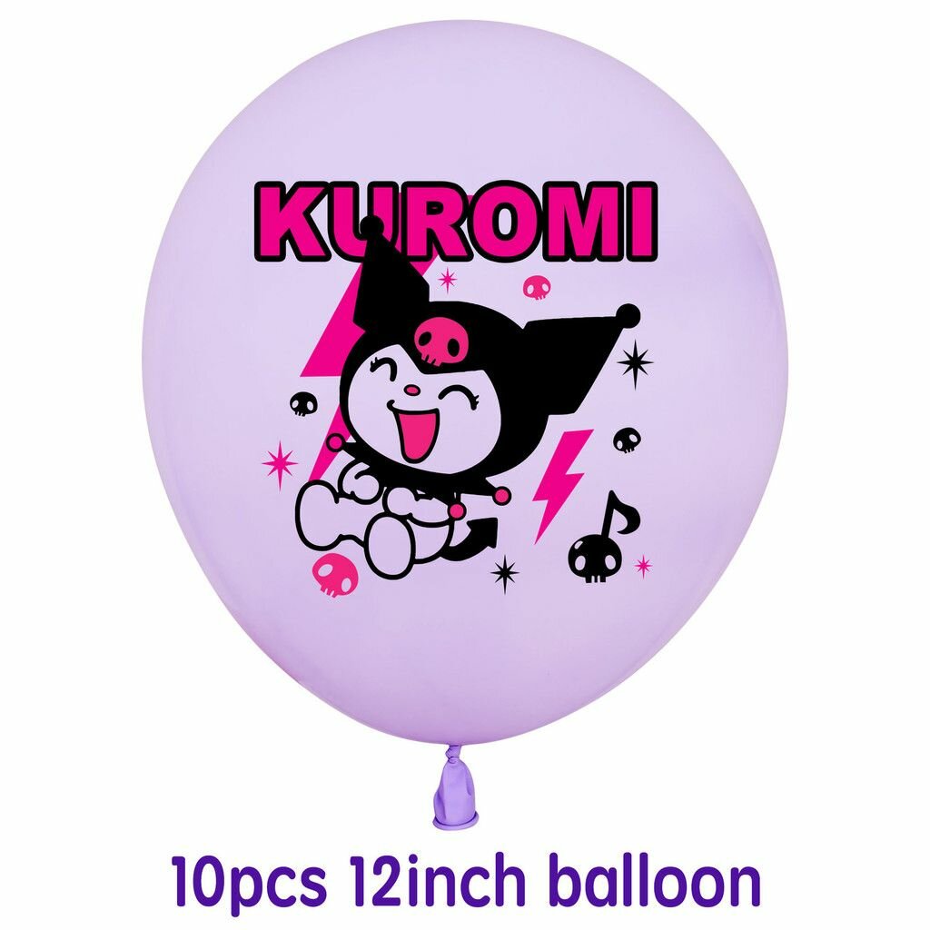 Набор воздушных шаров Kuromi для дня рождения девочки, 10-12 шт, праздничный декор с персонажем Куроми для детей, аксессуары для оформления вечеринки дочери и первого дня рождения малыша