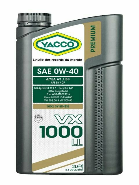 YACCO VX 1000 LL 0W40 (2 L) арт.306224