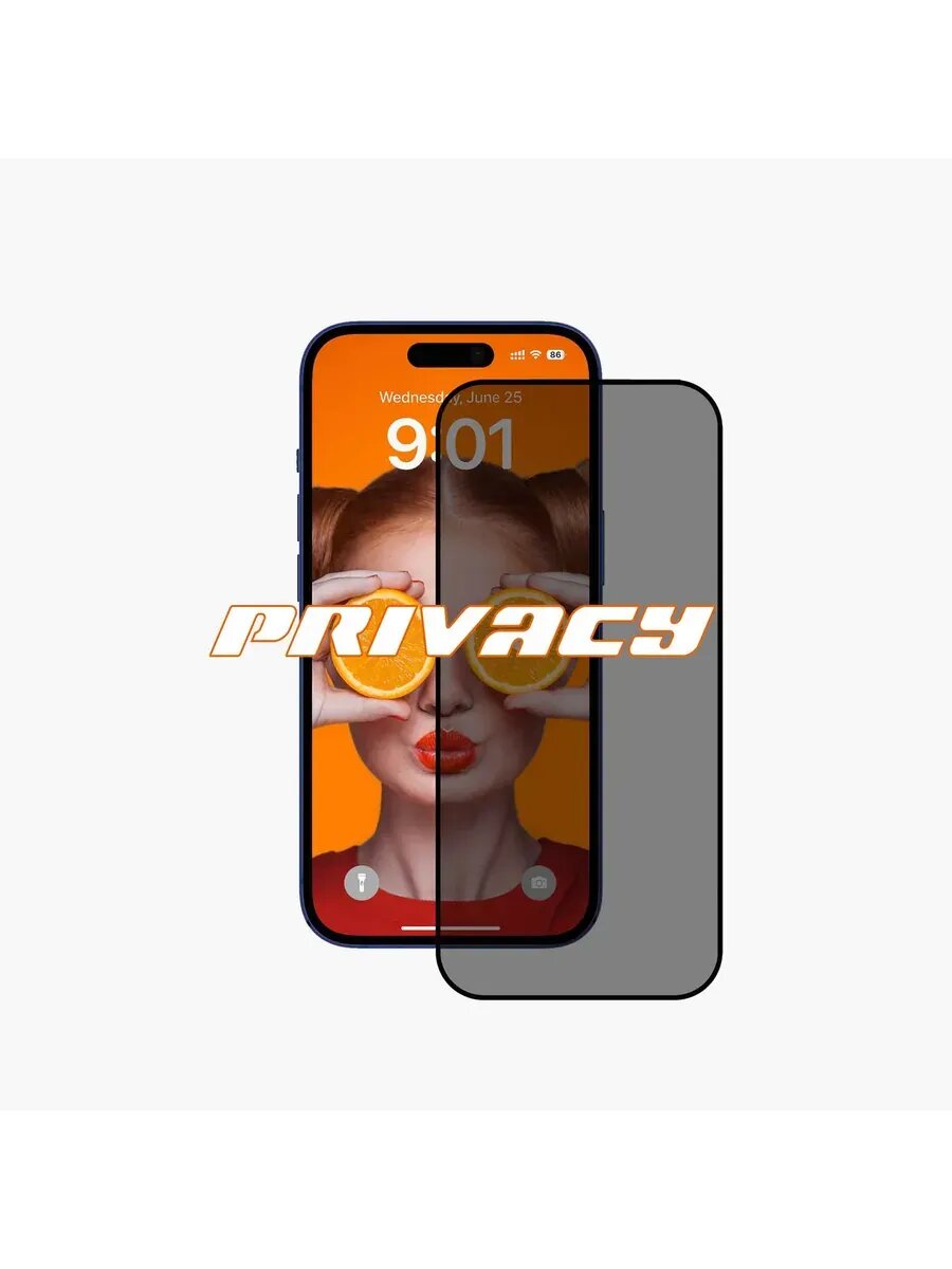 Защитное стекло для iPhone 17 Pro 6.3" антишпион Anank 5X Reinforced 2.5D Privacy with front 26°angle,180°