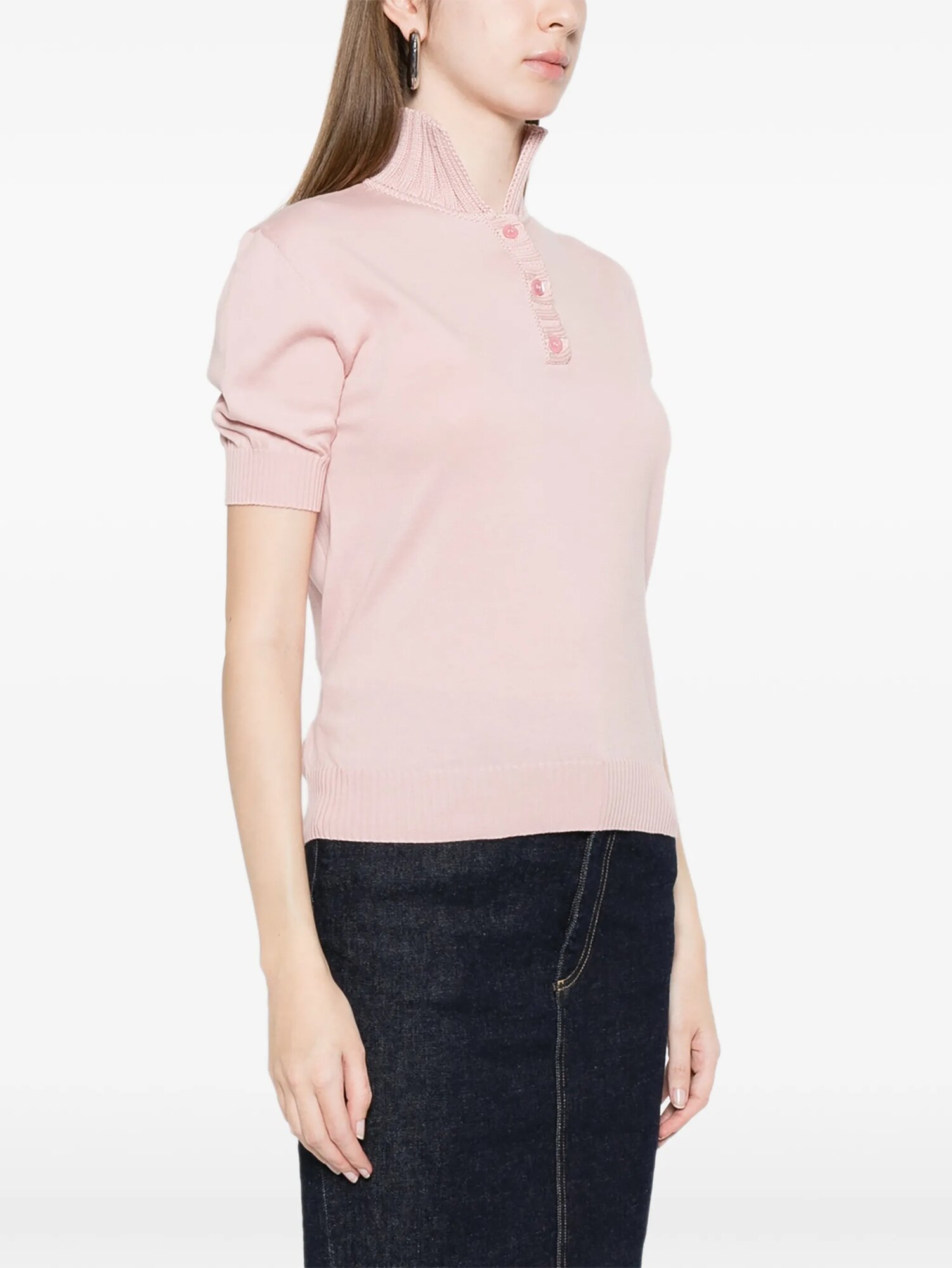 Топ MOSCHINO Buttoned short-sleeve polo top, размер 40, pink — фото 1