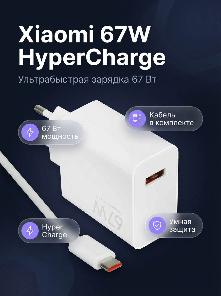 Xiaomi 67W HyperCharge Combo (Type-A) белый