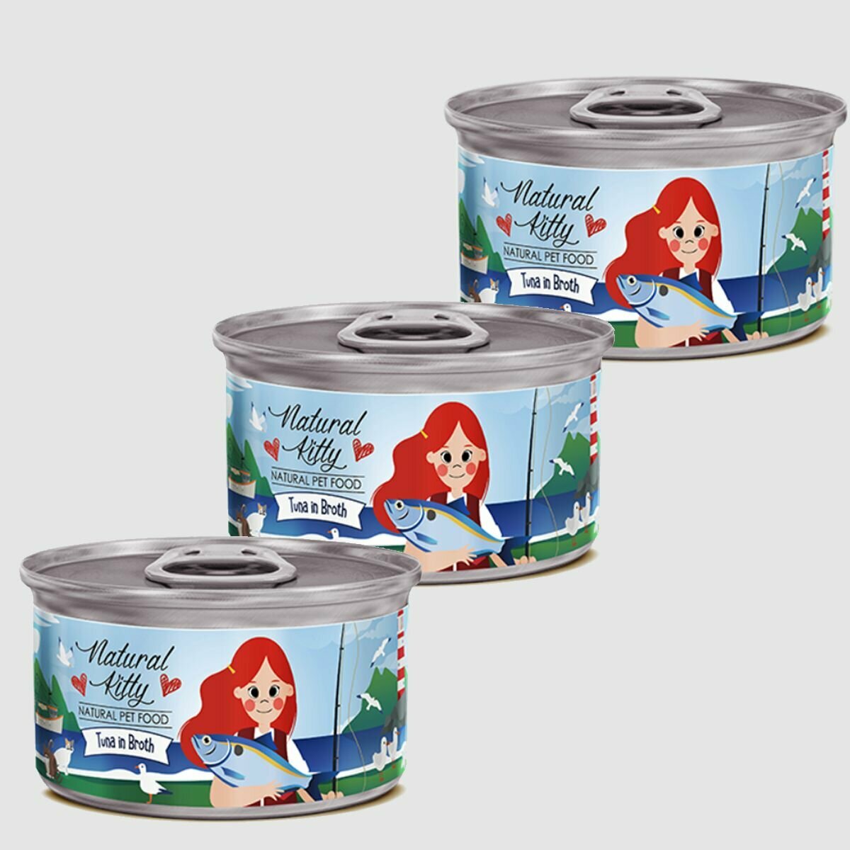 PETTRIC Консервы Natural Kitty Тунец в бульоне 80г*3шт